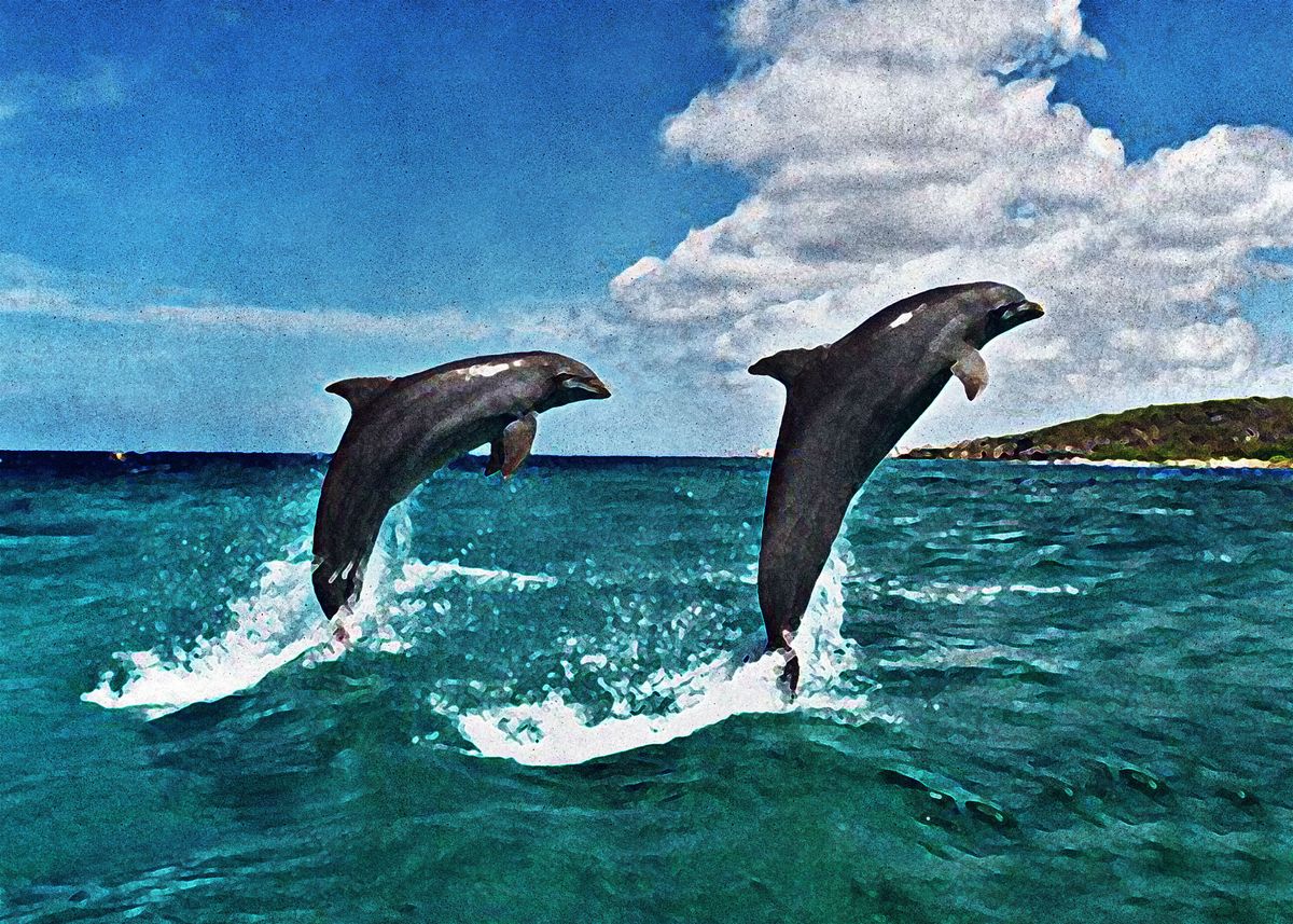 'dolphin stand' Poster by PENGDUA XYZ | Displate