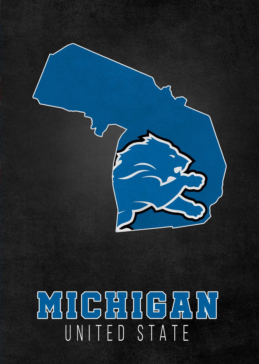 'Michigan State map' Poster, picture, metal print, paint by Katty ...