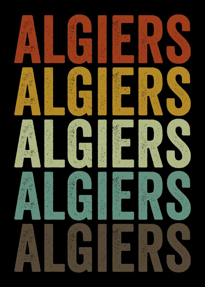 'Algiers Algeria Retro' Poster, picture, metal print, paint by AestheticAlex | Displate