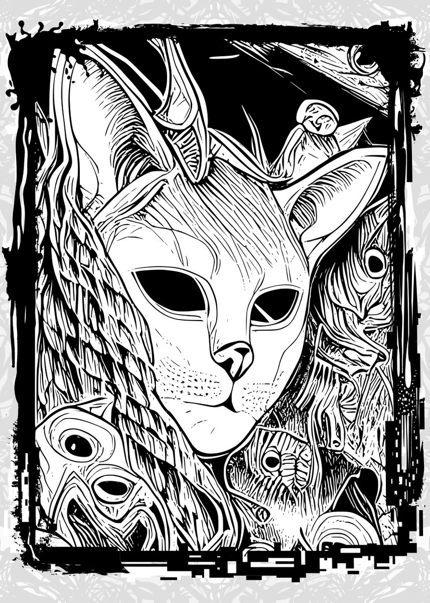 'Psychedelic Weird Cats' Poster by Ilya Danilov | Displate