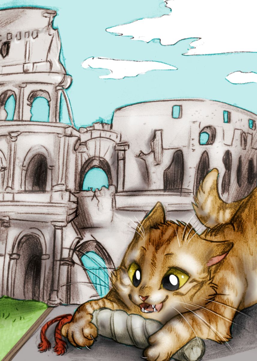 'Colosseum Cat' Poster, picture, metal print, paint by Furiarossa and ...