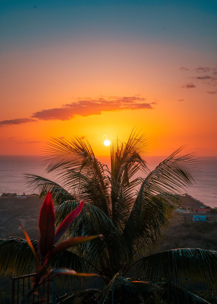 'Sunset at Carbet' Poster, picture, metal print, paint by Simba Pict ...