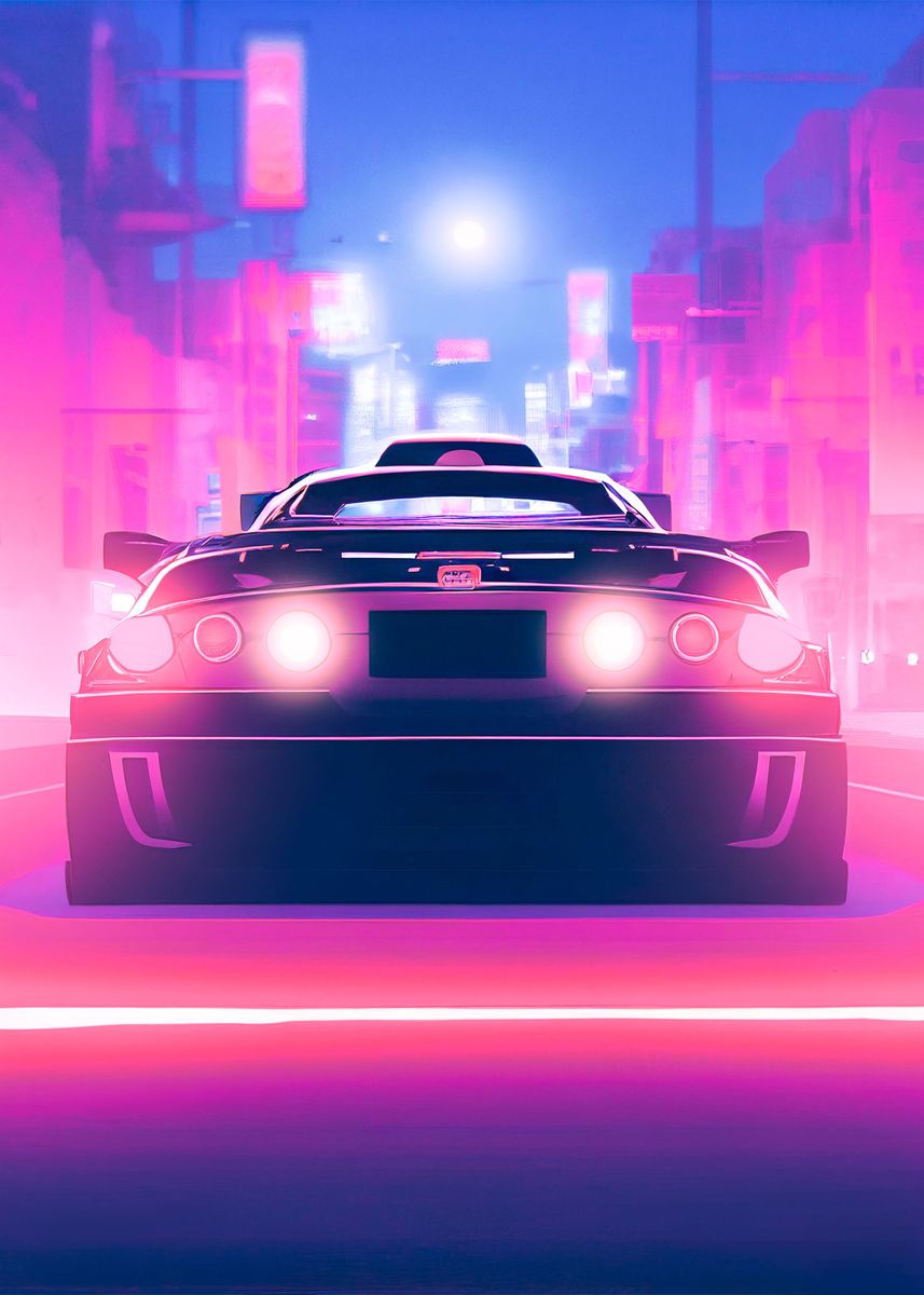 'Synth Wave Style Car' Poster by Cevori Art | Displate