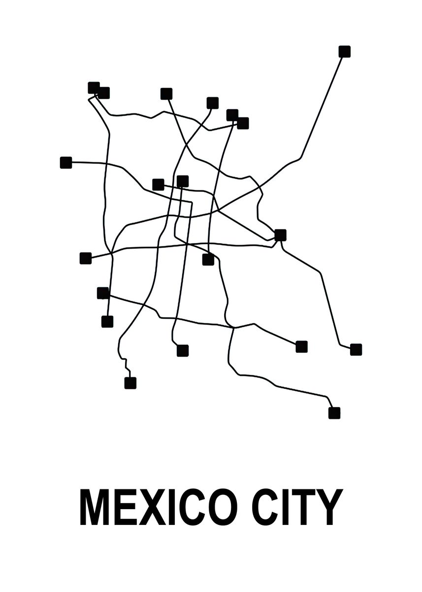 'Mexico City Subway Map' Poster, picture, metal print, paint by Zake ...