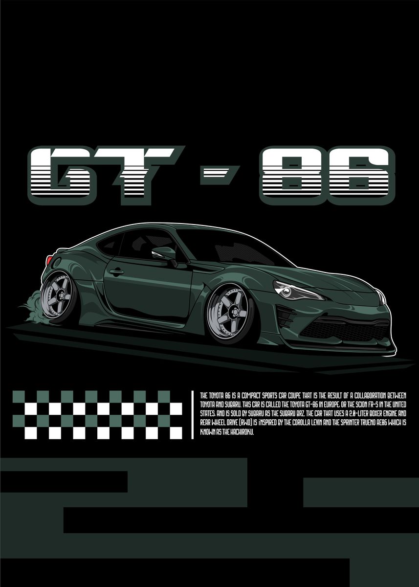 'Toyota GT 86 Green 10' Poster, picture, metal print, paint by Heru ...