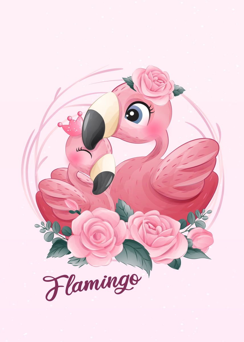 'Cute little flamingo' Poster, picture, metal print, paint by Faissal ...