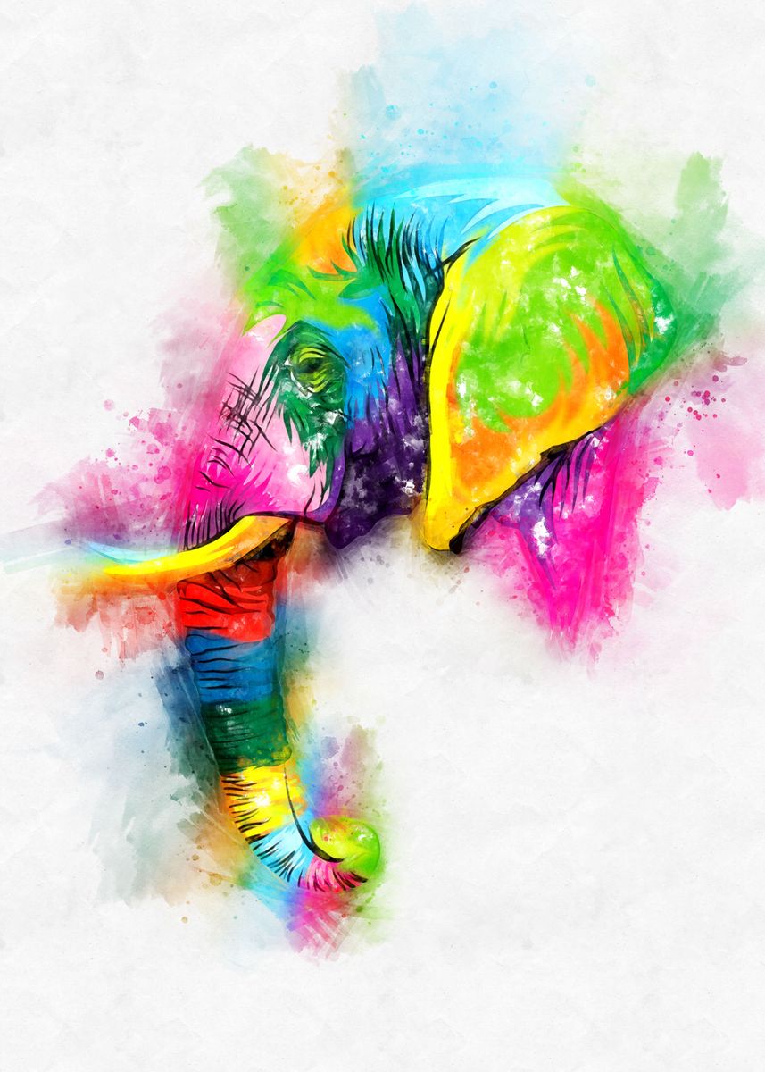 Watercolor Elephant Head