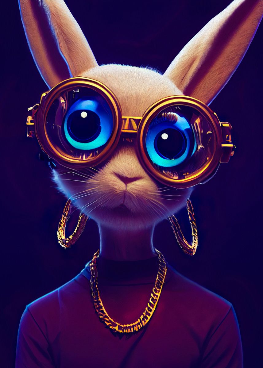 'Bunny with Drip' Poster, picture, metal print, paint by Nerdworld 1 ...