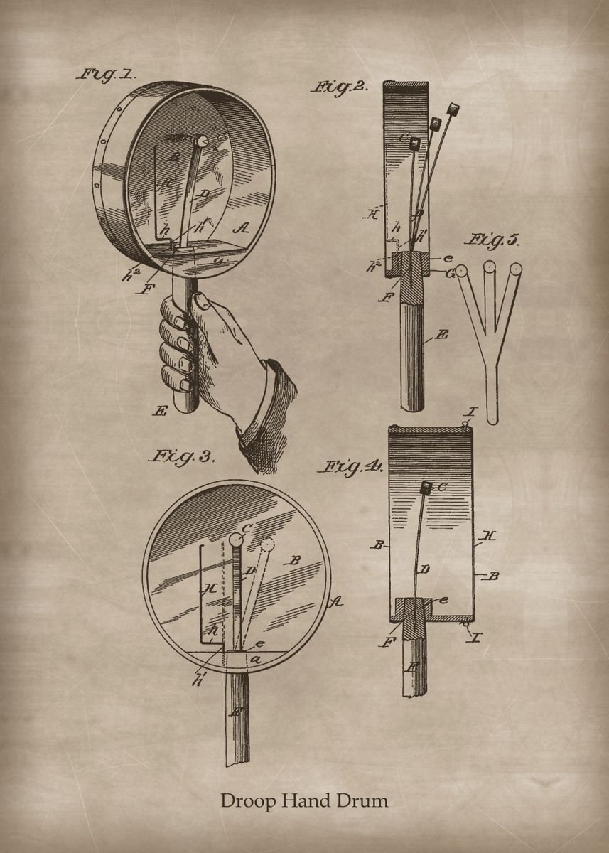 'Vintage Droop Hand Drum' Poster, picture, metal print, paint by ...