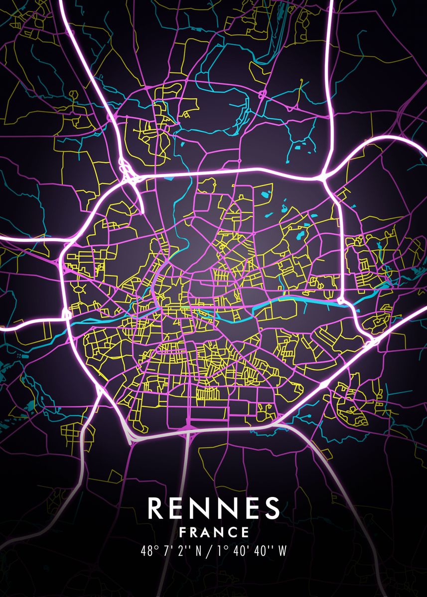 'Rennes' Poster, picture, metal print, paint by Miracle Studio | Displate