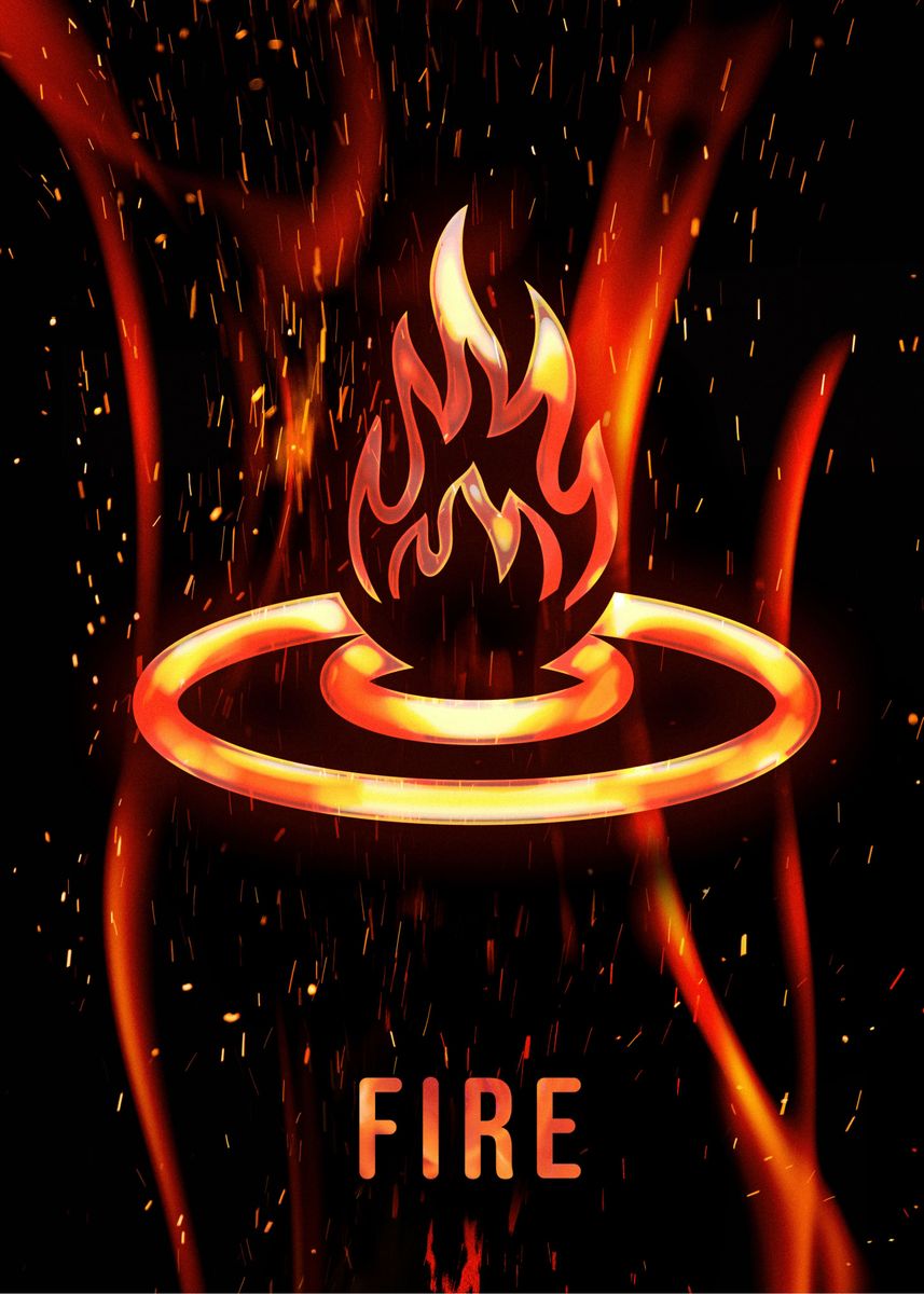 'Fire primordial element' Poster, picture, metal print, paint by Kitty ...
