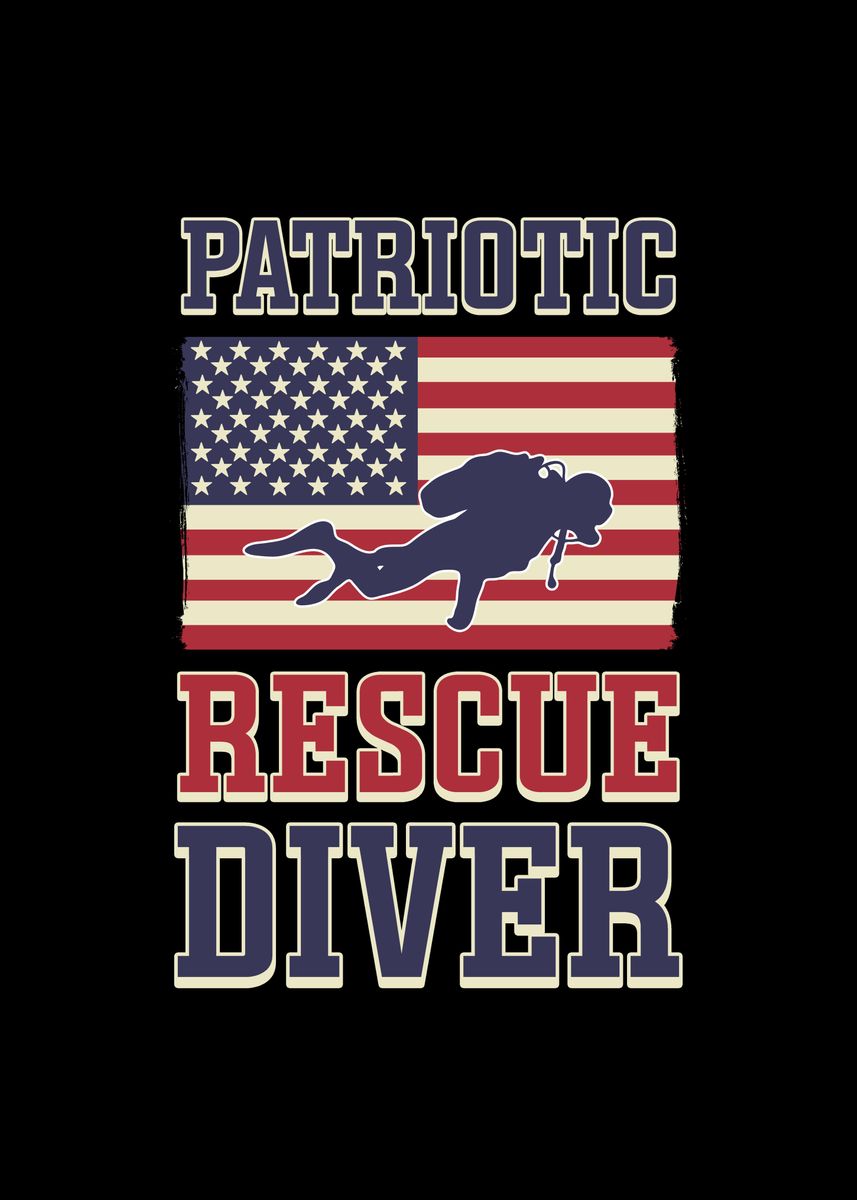 'Patriotic Rescue Diver' Poster by Fabian El Matador | Displate