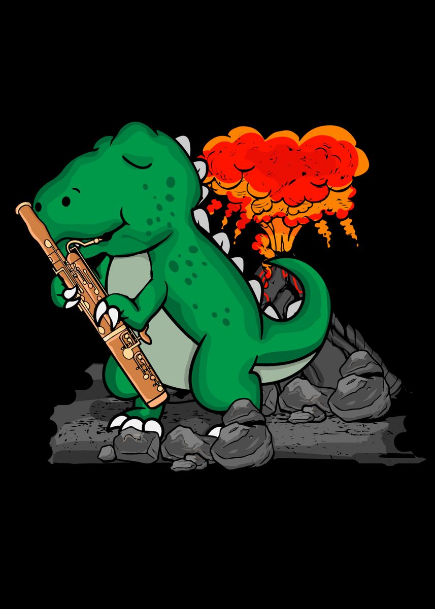 'Dinosaur Music Bassoon' Poster by PangolinArts | Displate