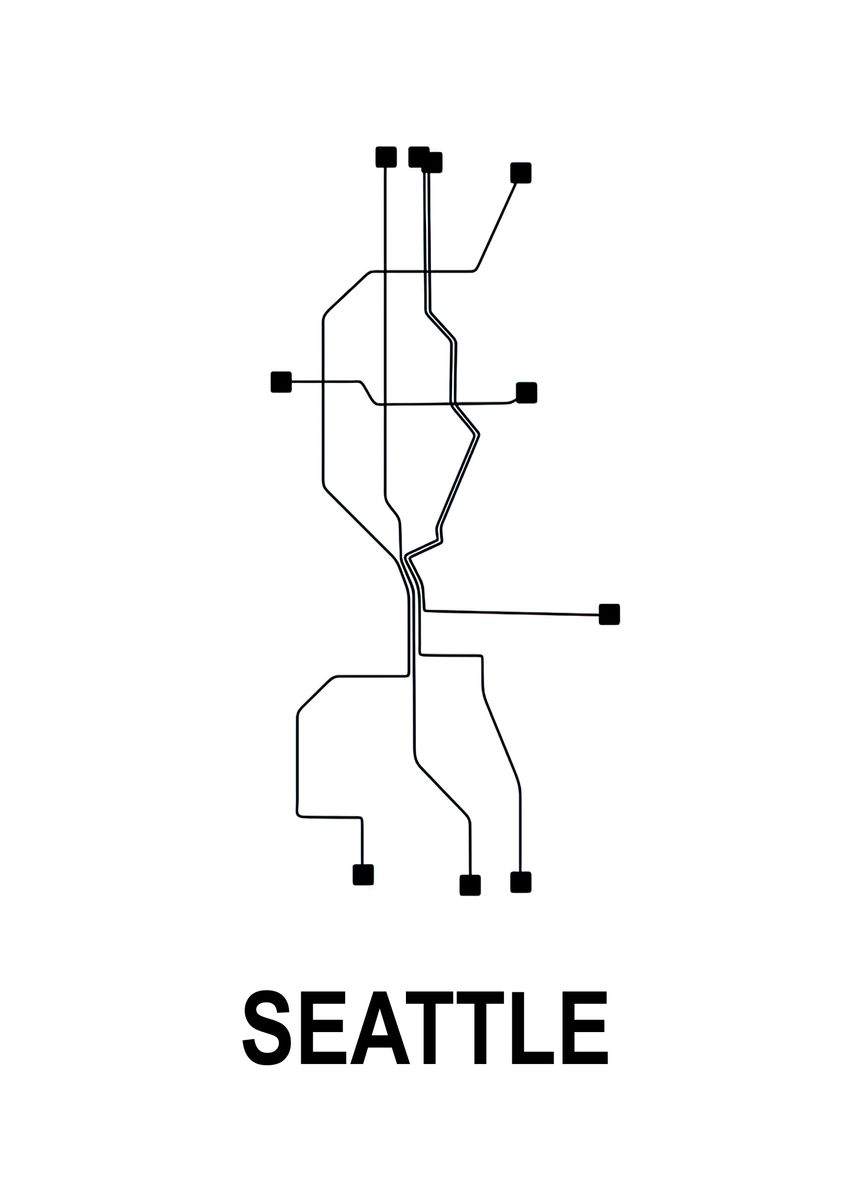 'Seattle Subway Map' Poster, picture, metal print, paint by Zake Yonkou ...