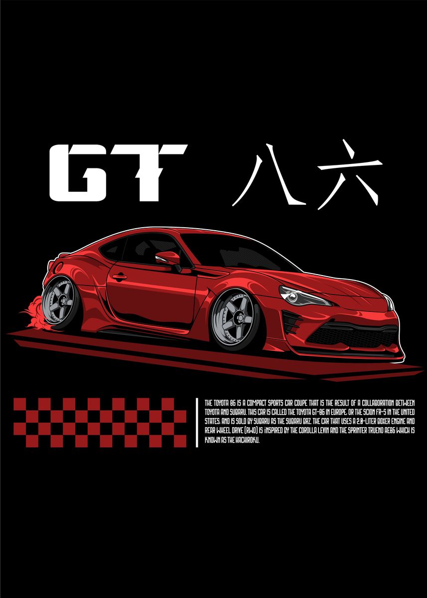 'Toyota GT86 Red 9' Poster, picture, metal print, paint by Heru ...