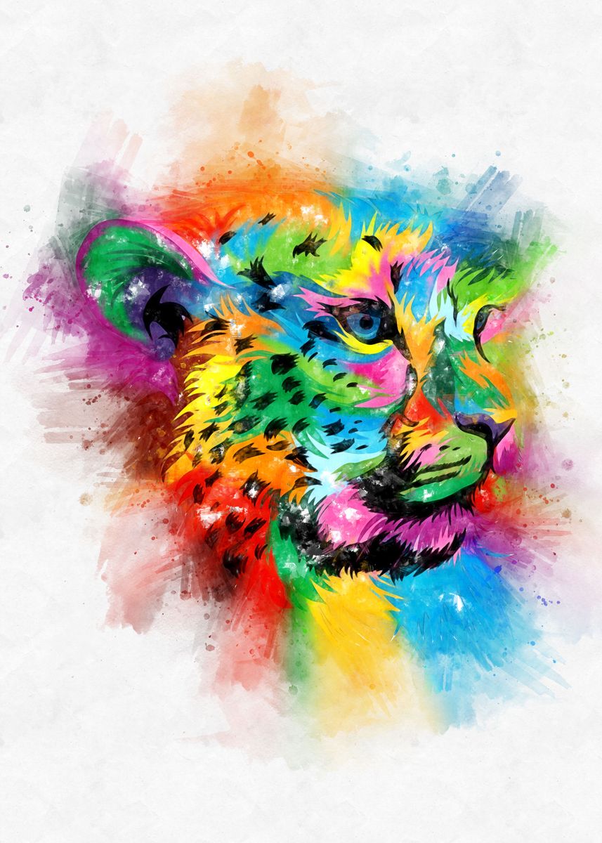'Cheetah Head Watercolor' Poster by Audai | Displate