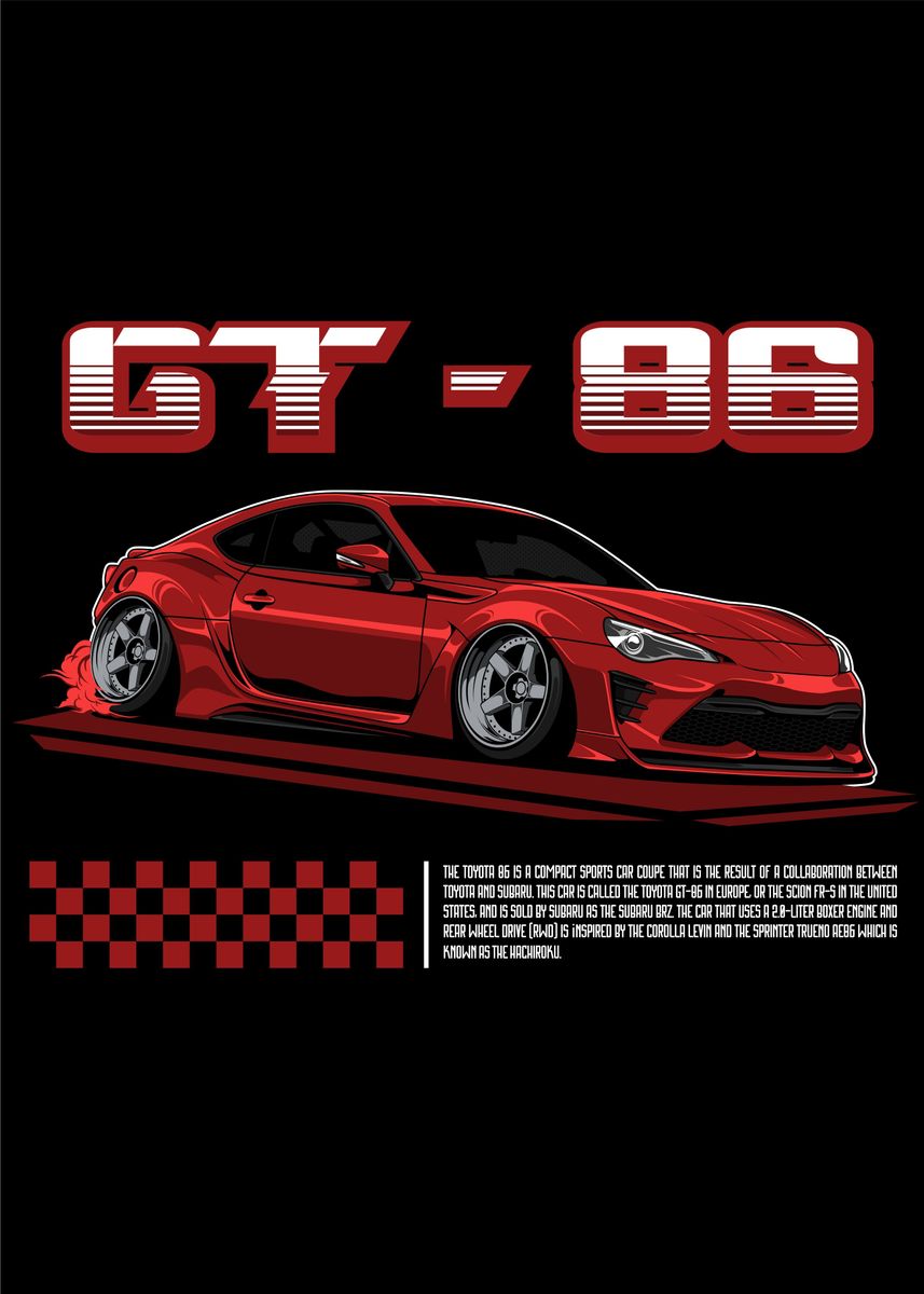 'Toyota GT86 Red 6' Poster, picture, metal print, paint by Heru ...
