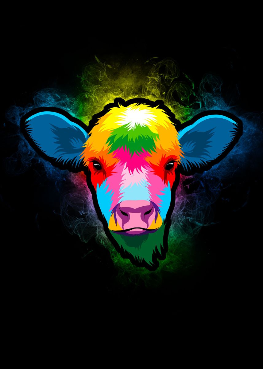 'Cow Head Smoky' Poster, picture, metal print, paint by Black Iris ...
