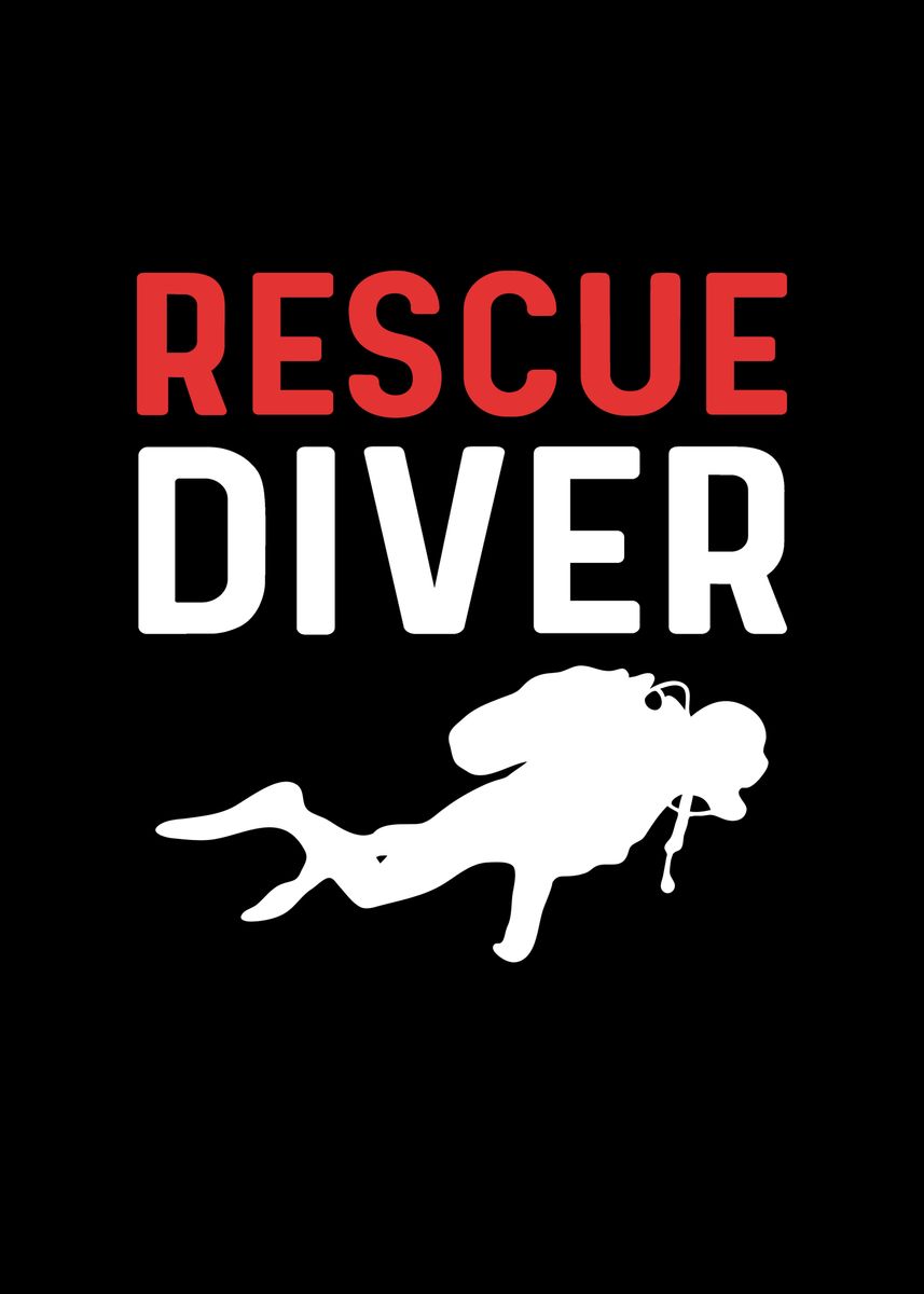'Rescue Diver Crew Rescue' Poster, picture, metal print, paint by ...