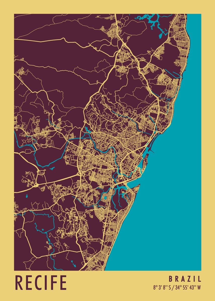 'Recife' Poster, picture, metal print, paint by Miracle Studio | Displate