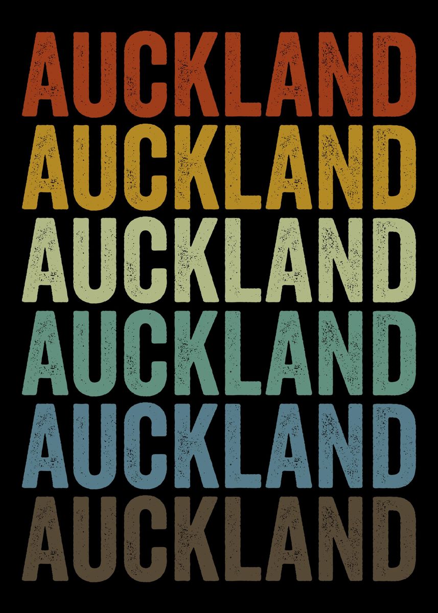'Auckland New Zealand Retro' Poster, picture, metal print, paint by ...