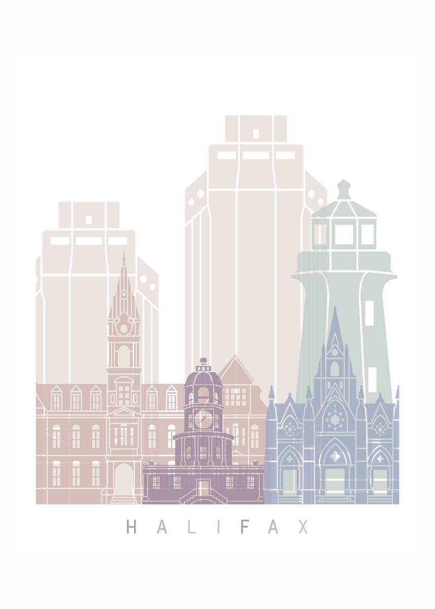 'HALIFAX SKYLINE POSTER ' Poster, picture, metal print, paint by ...
