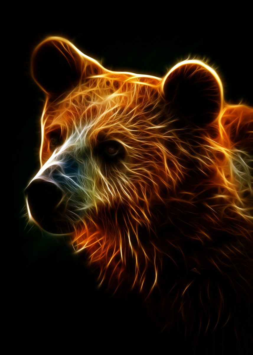 'Bear Neon Art' Poster, picture, metal print, paint by Hasnaa Art ...