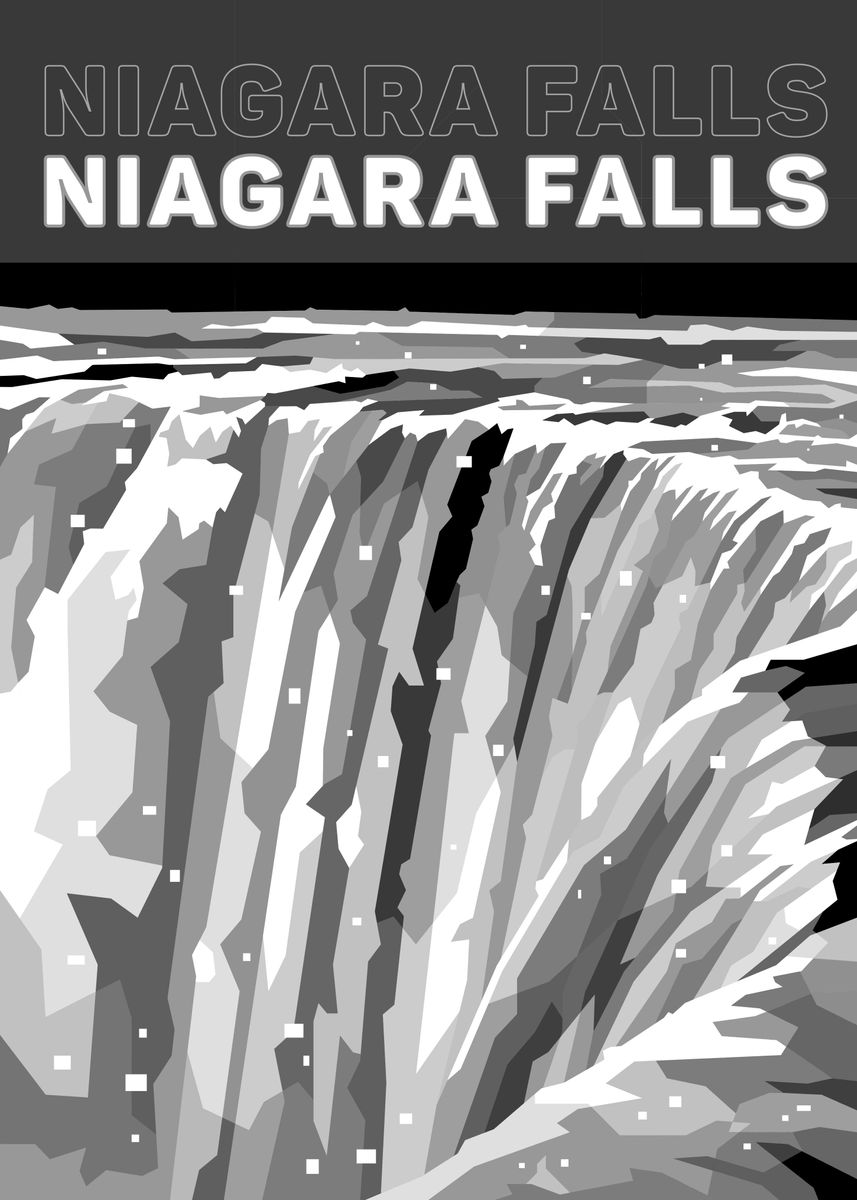 'Niagara Falls Grayscale' Poster by Namrahc Kunatip | Displate