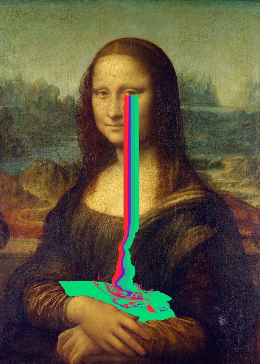 'Mona Lisa Crying Glitch' Poster, picture, metal print, paint by Jash ...