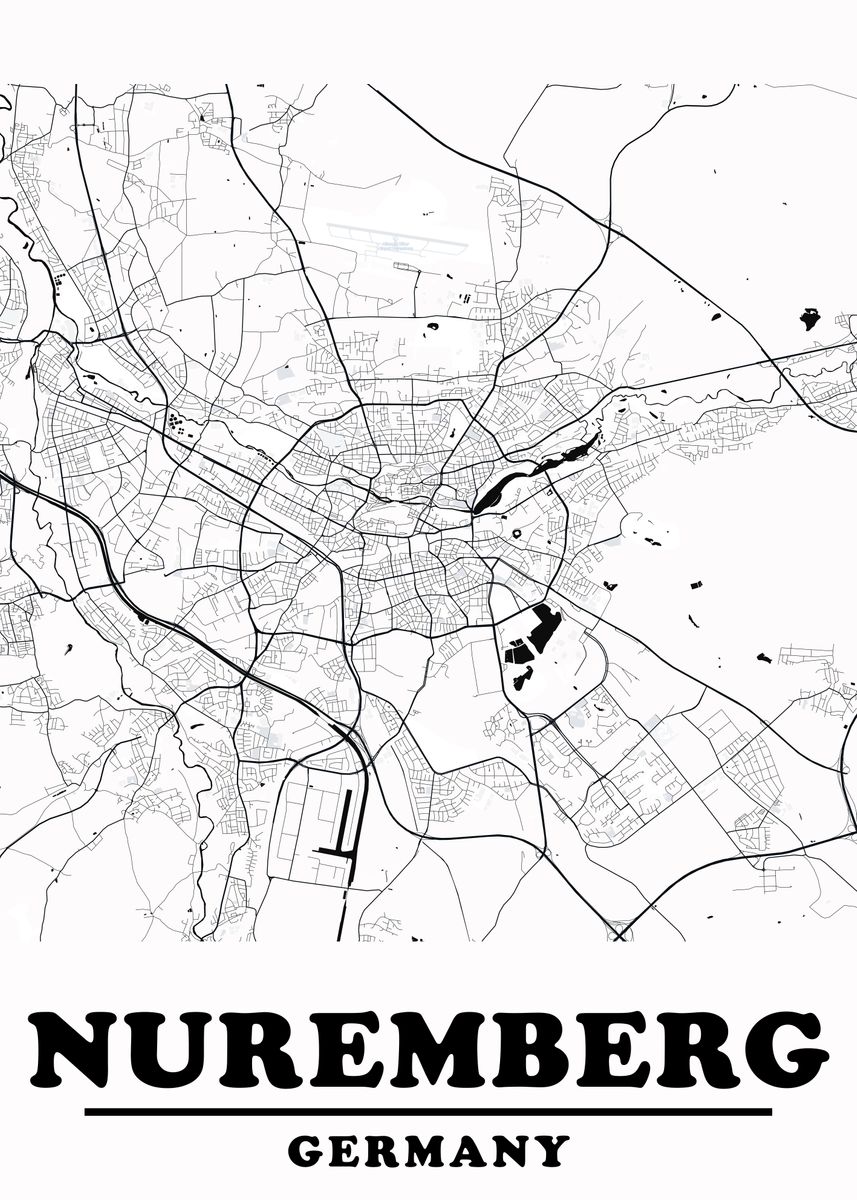 'Minimal Nuremberg Map' Poster, picture, metal print, paint by ...