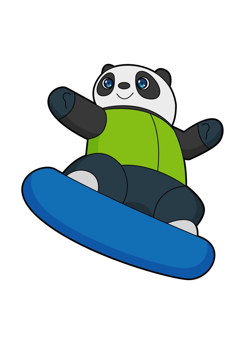 'Panda Snowboard Sports' Poster, picture, metal print, paint by Markus ...