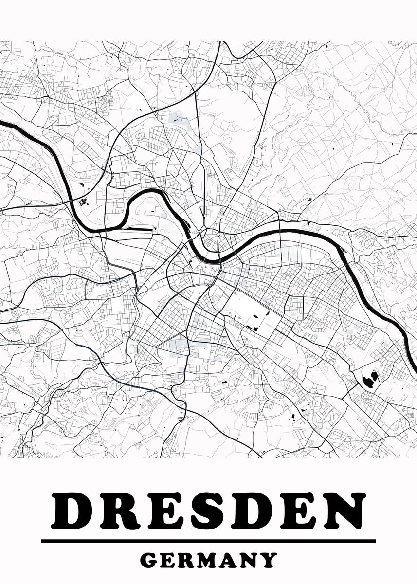'Minimal Dresden Map' Poster, picture, metal print, paint by ...