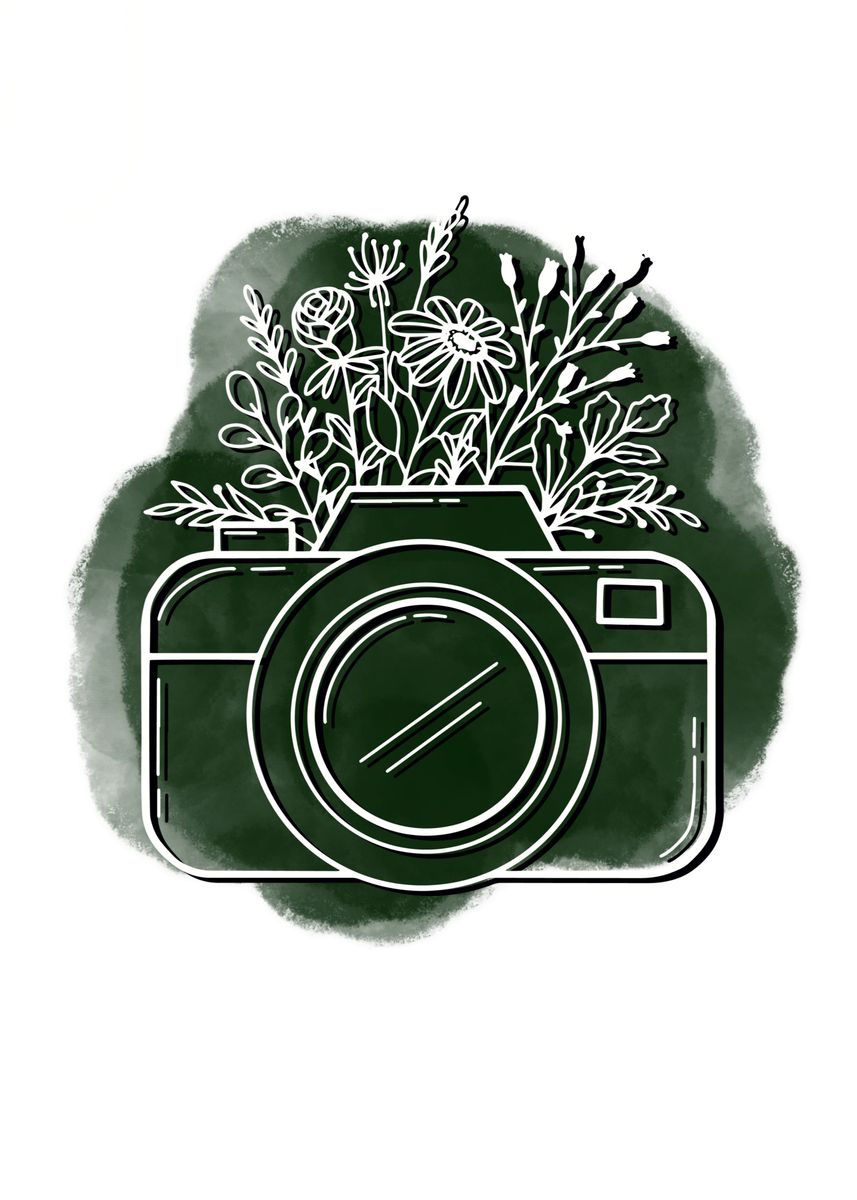 'Camera Flowers line art' Poster, picture, metal print, paint by Ionut ...