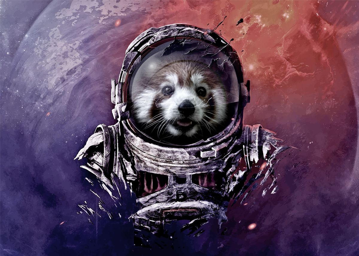 'Astronaut Red Pand' Poster by LUONG HUY | Displate