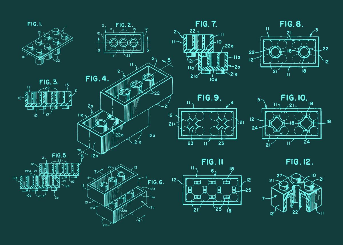 'LEGO blueprint' Poster by WallArt | Displate