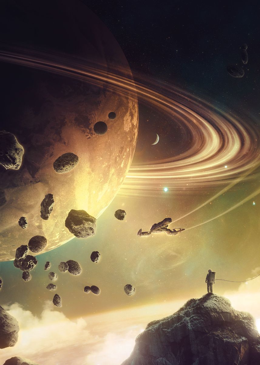 'The Exploration of Saturn' Poster, picture, metal print, paint by ...