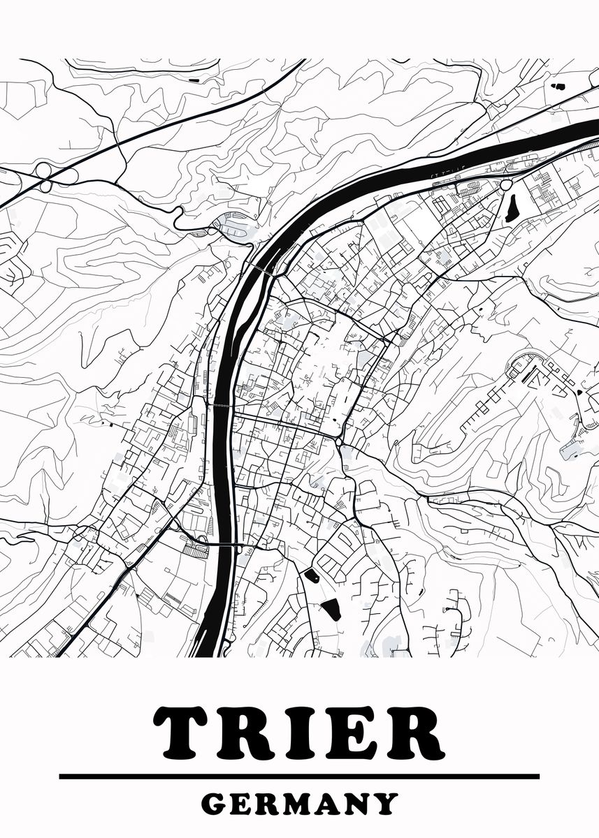 'Minimal Trier Map' Poster by BnWDesigner | Displate
