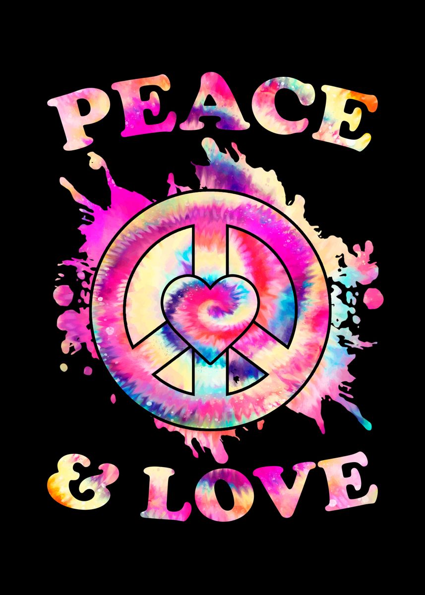 'Peace and Love' Poster, picture, metal print, paint by schmugo | Displate