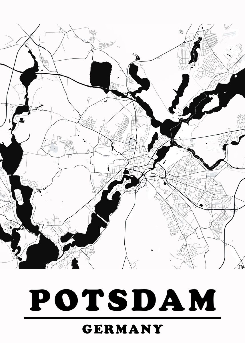 'Minimal Potsdam Map' Poster, picture, metal print, paint by ...