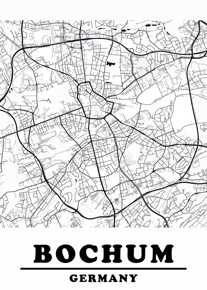 'Minimal Bochum Map' Poster by BnWDesigner | Displate