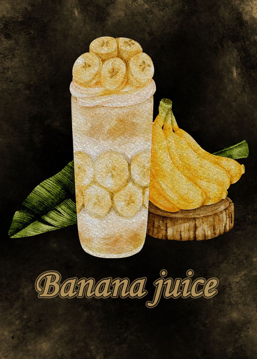'banana juice' Poster, picture, metal print, paint by Soft Brush | Displate