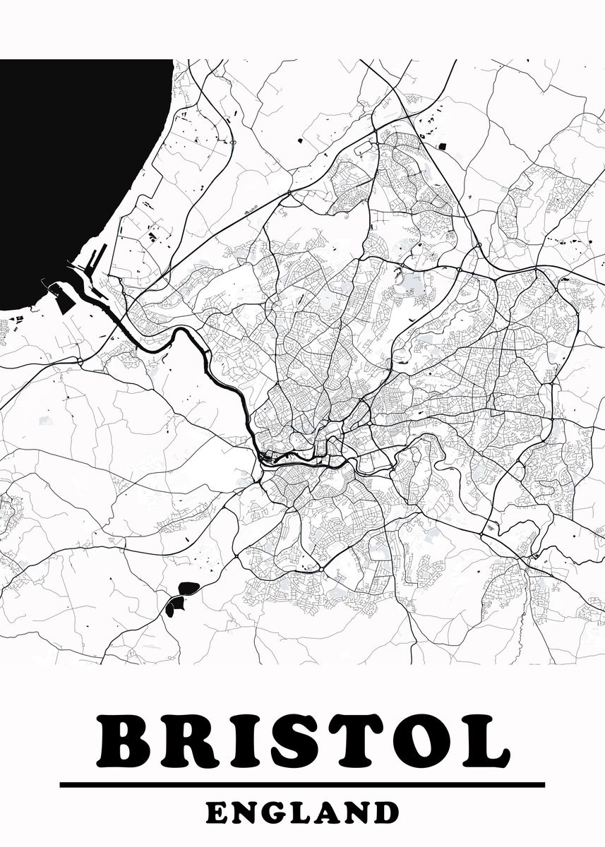 'Minimal Bristol Map' Poster by BnWDesigner | Displate