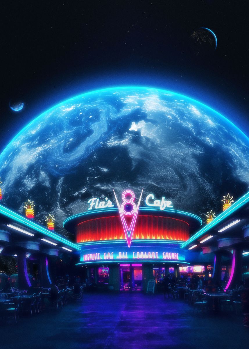 '2100 CAFE' Poster, picture, metal print, paint by LFHCS | Displate