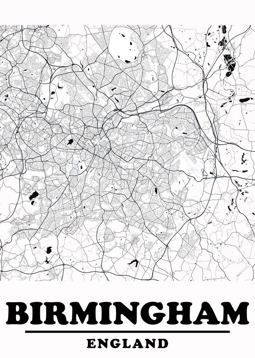 'Minimal Birmingham Map' Poster by BnWDesigner | Displate