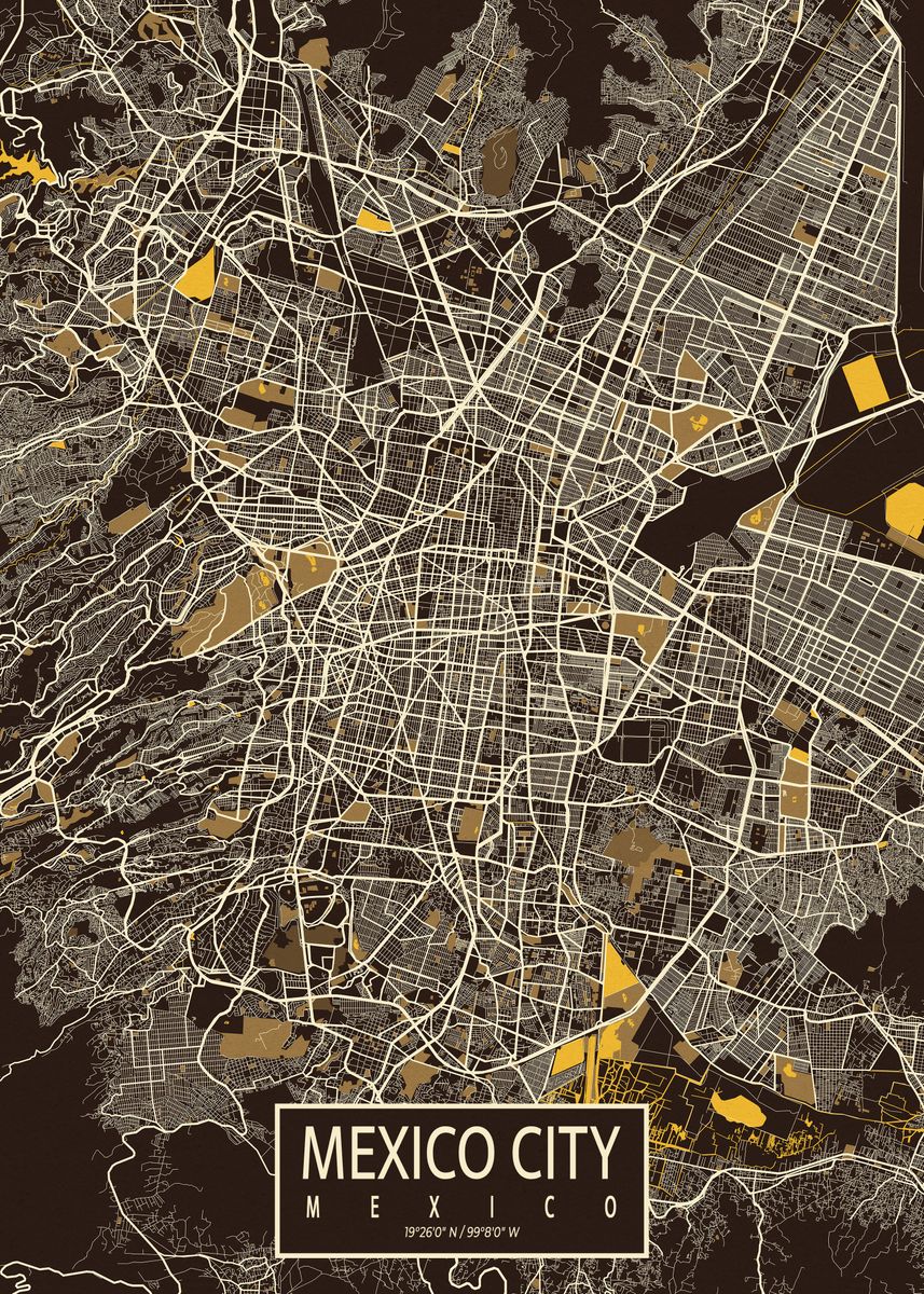 'Mexico City Map Pastel' Poster, picture, metal print, paint by deMAP ...