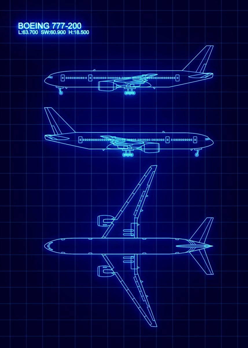 'BOEING 777 200' Poster, picture, metal print, paint by Black Iris ...