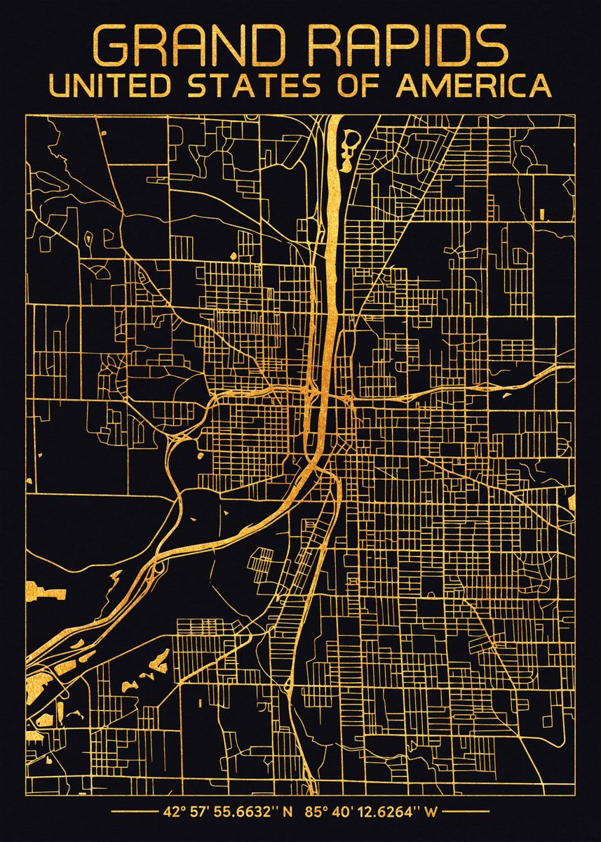 'Grand Rapids Michigan' Poster, picture, metal print, paint by Denis ...