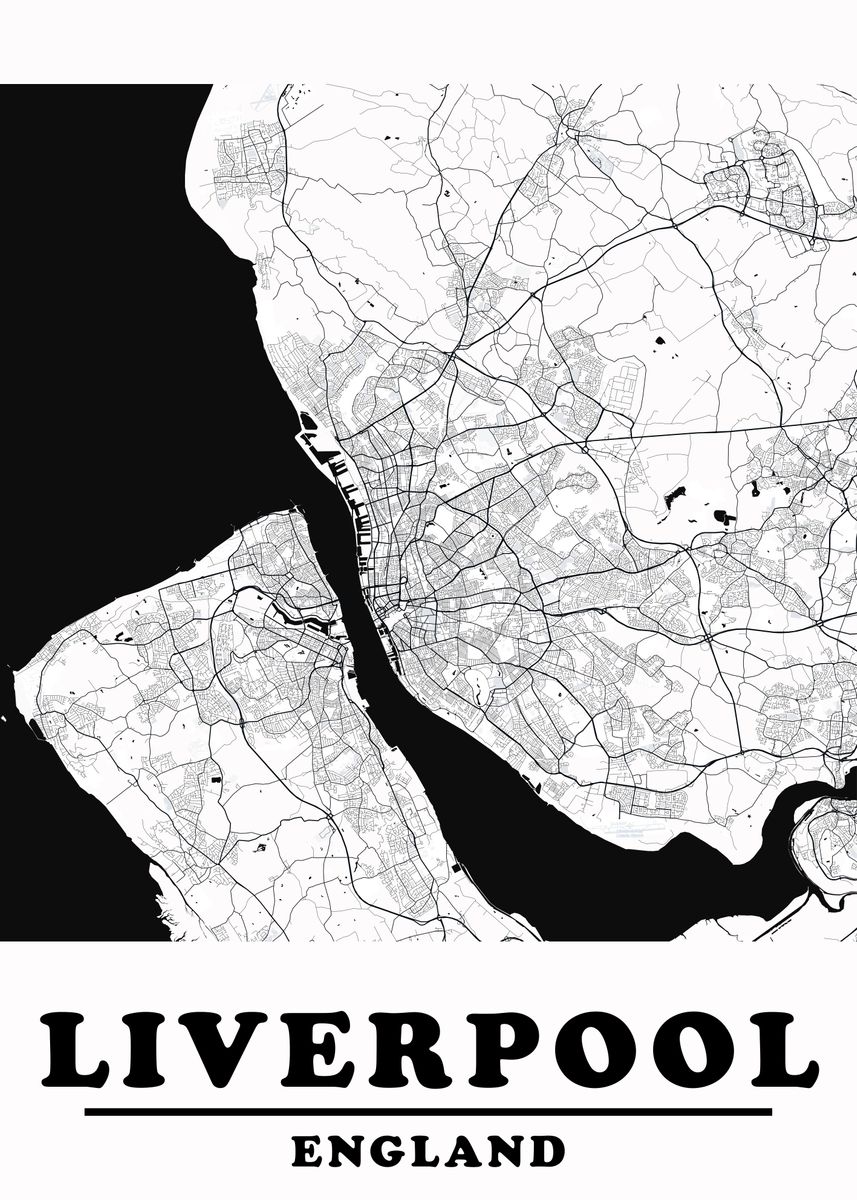 'Minimal Liverpool Map' Poster, picture, metal print, paint by ...