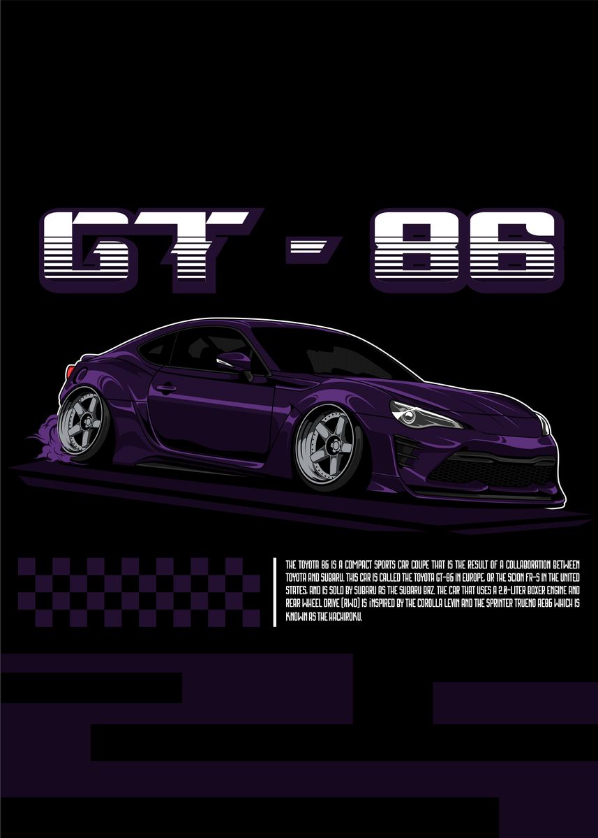 'Toyota GT86 Purple 7' Poster, picture, metal print, paint by Heru ...