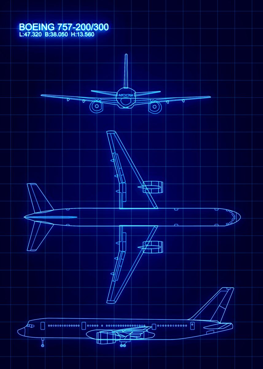 'BOEING 757 200 300' Poster, picture, metal print, paint by Black Iris ...